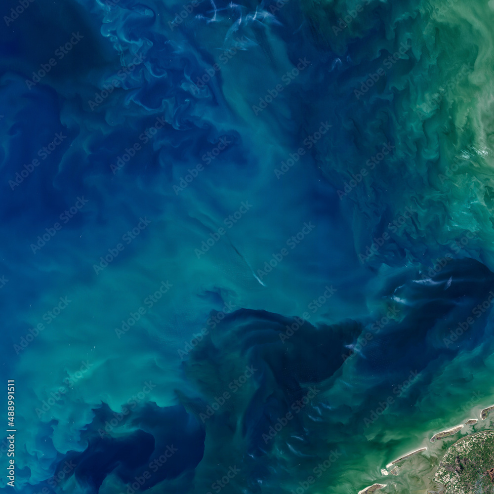 Colorful and windy blue sea, aerial photo of beautiful turquoise ocean ...