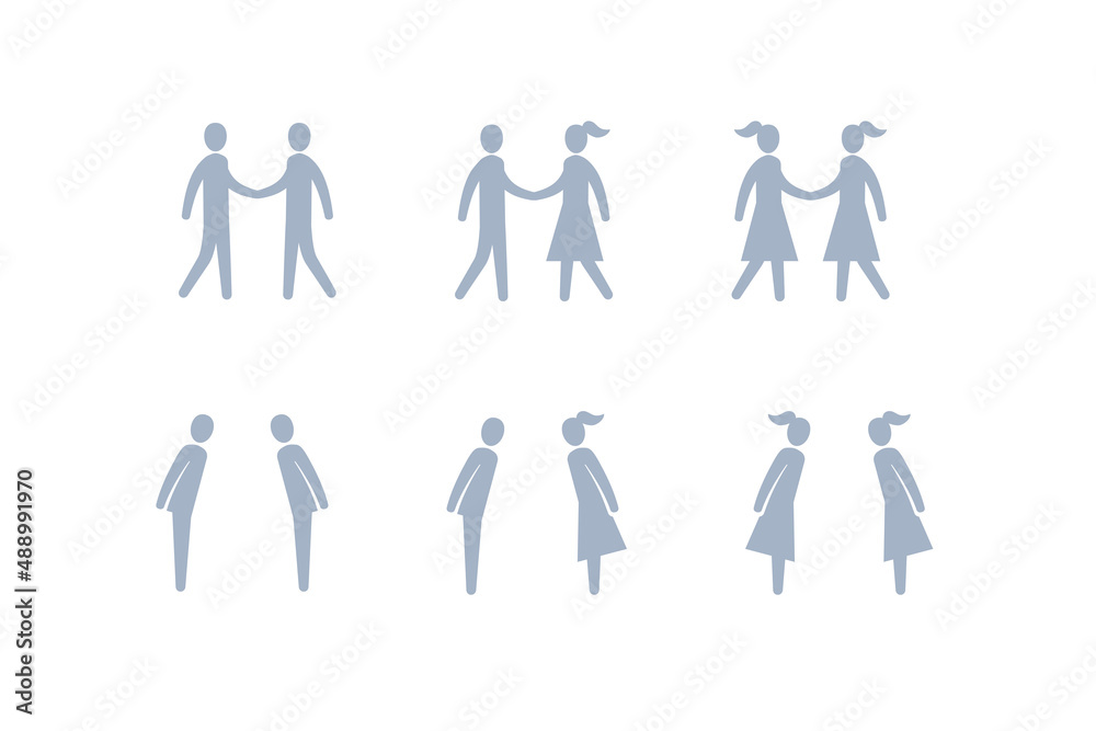 People communication icon set, handshake and bowing. Stock Vector ...
