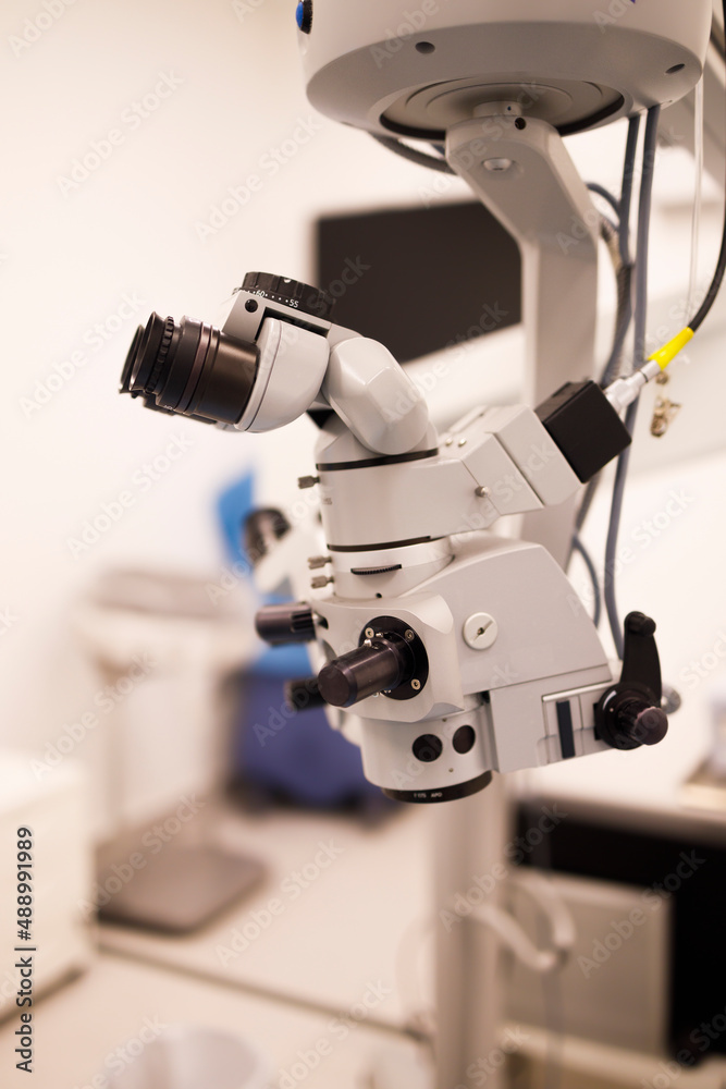 Opthtalmic microscope used in treating eye problems such as cataract ...