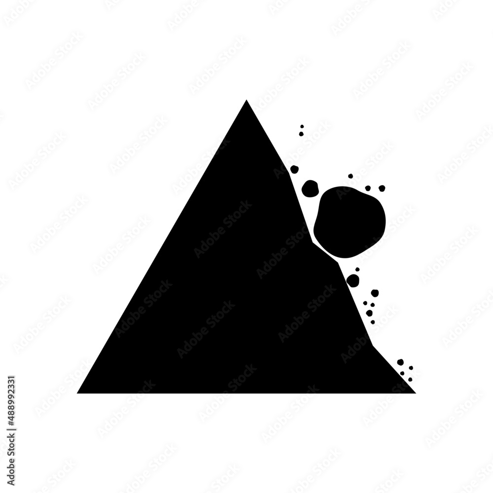 Beware of rockfall mountain hill landslide natural disaster warning ...