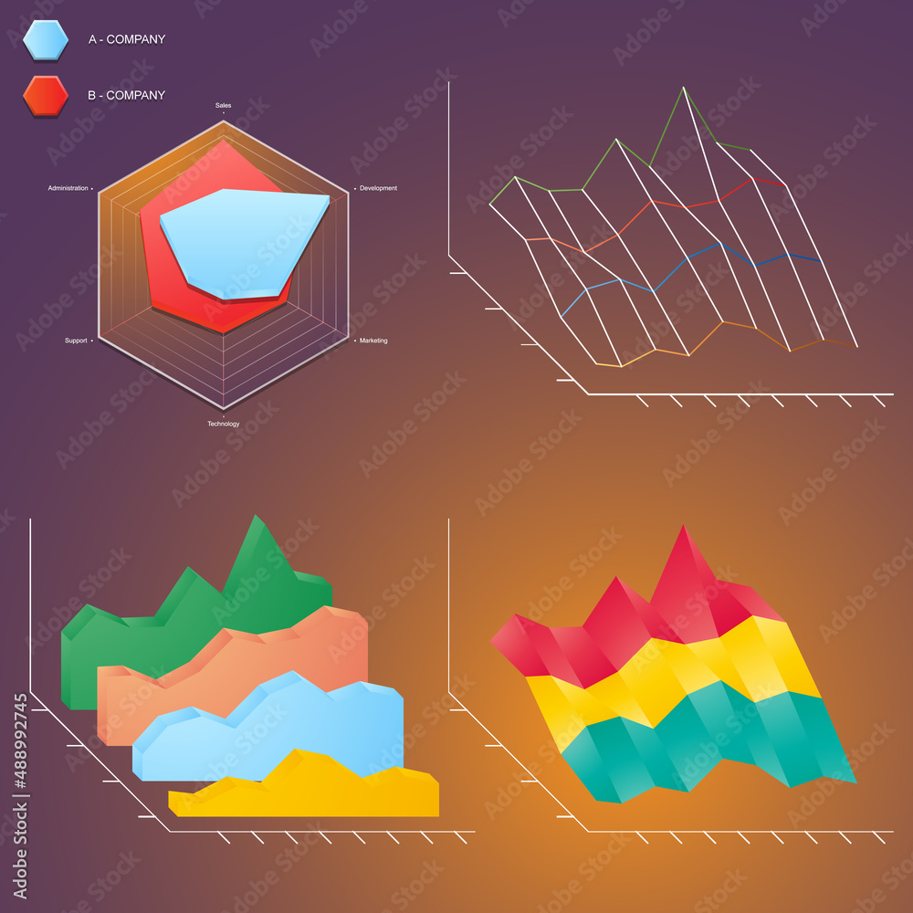 Infographic vector illustration.grid with 4 infographic notes Stock ...