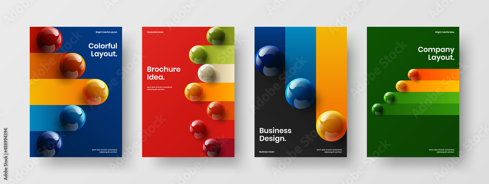 Isolated catalog cover A4 design vector illustration set. Modern 3D ...