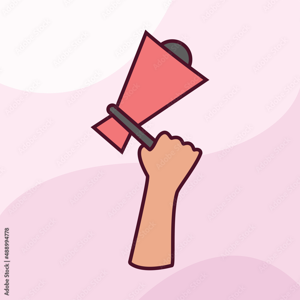 cute attention board with hand cartoon vector icon illustration logo ...