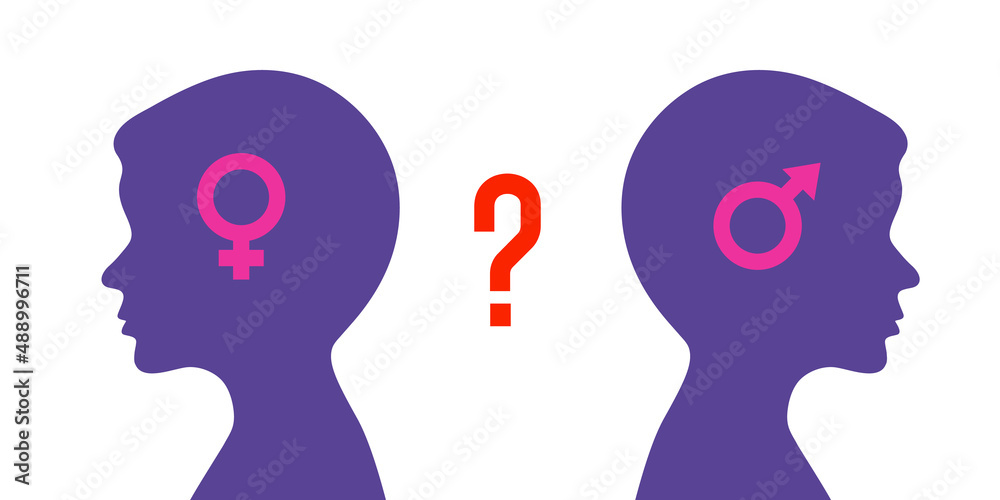 Problem of gender choice for a person in modern society. Silhouette ...