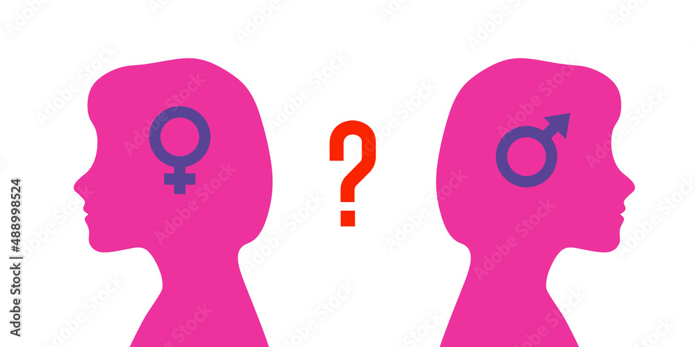 Problem of gender choice for a person in modern society. Silhouette ...