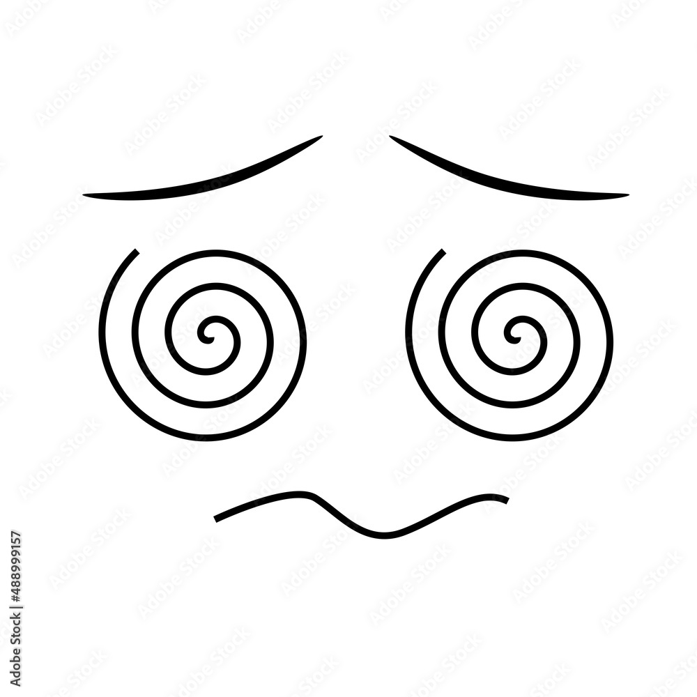 Dizzy Facial Expression with Editable Stroke Stock Vector | Adobe Stock
