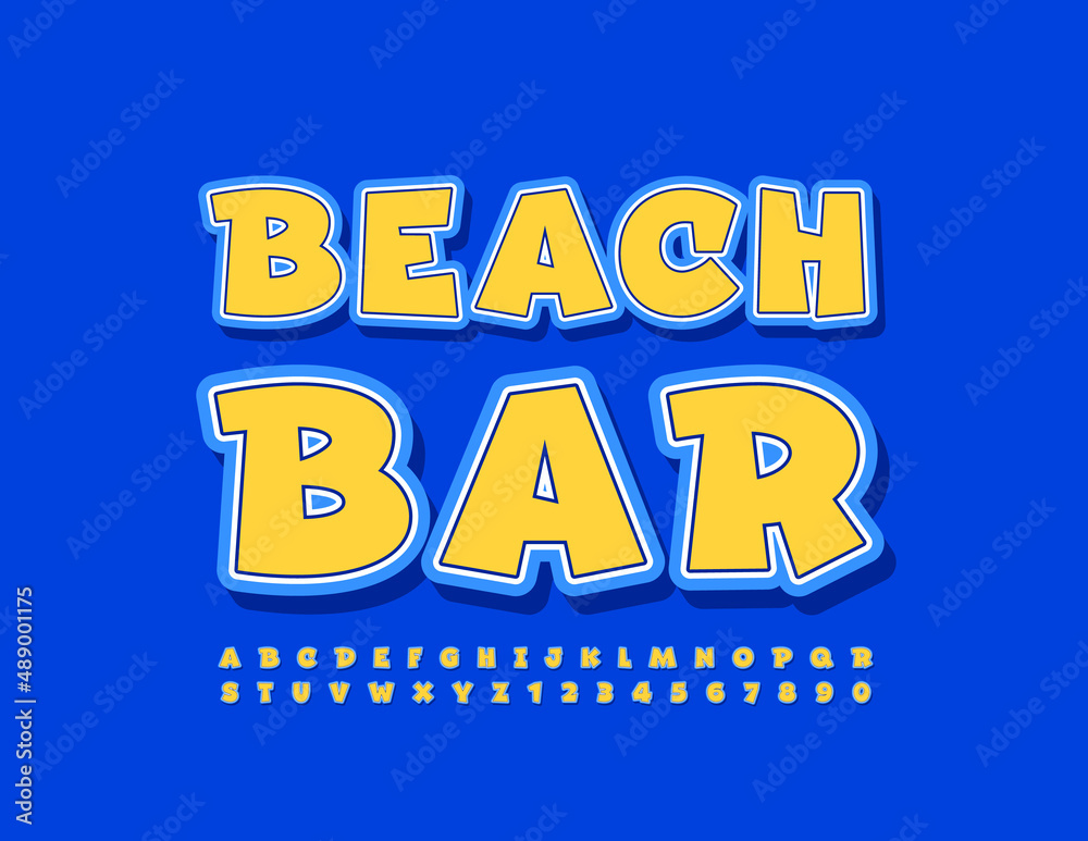 Vector colorful Sign Beach Bar. Modern Bright Font. Creative Alphabet ...