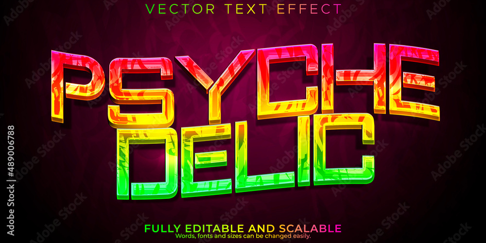 Psychedelic text effect, editable magic and dreamy text style vector de ...