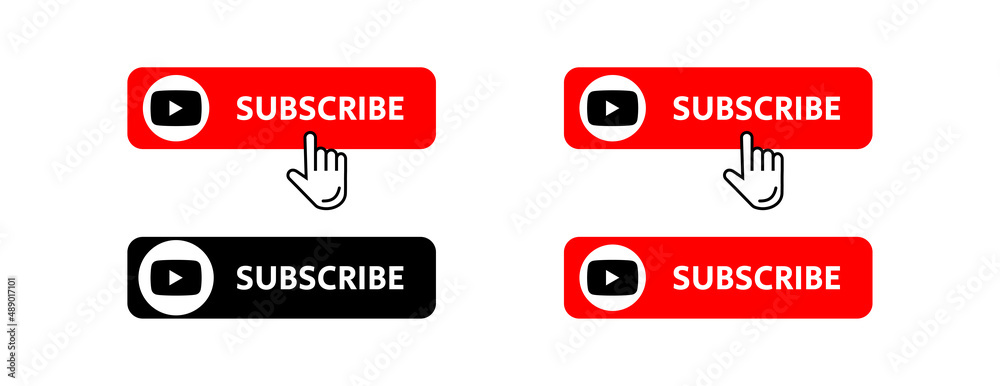 Youtube Subscribe Button collection Stock Vector | Adobe Stock