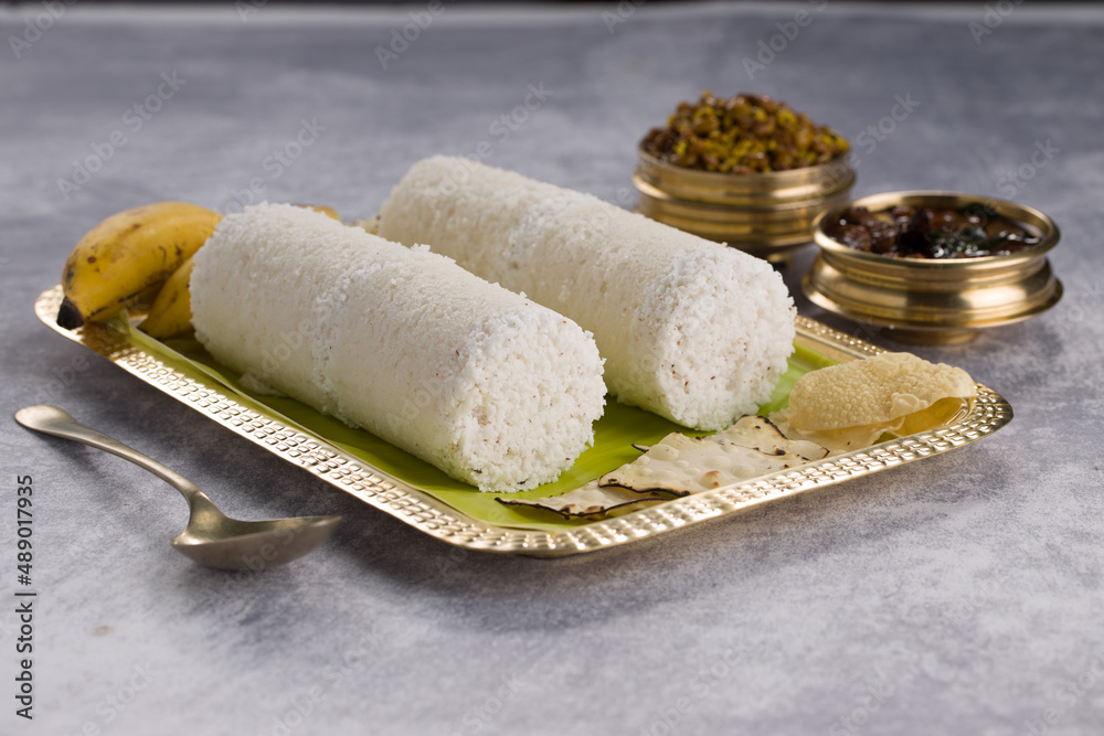 White rice puttu with chana masala curry Stock Photo | Adobe Stock