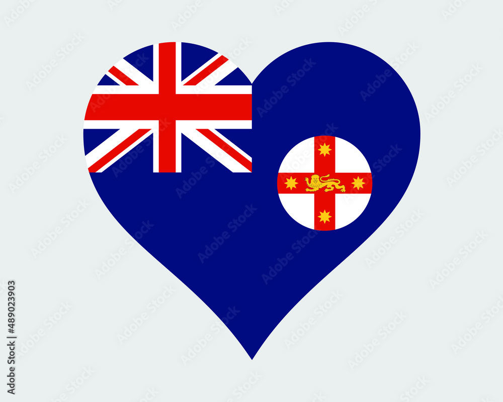 New South Wales Australia Heart Flag. NSW Love Shape Flag. Australian ...