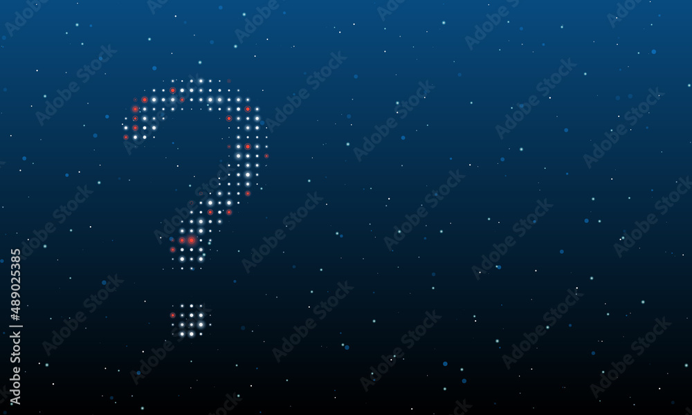 On the left is the question symbol filled with white dots. Background ...