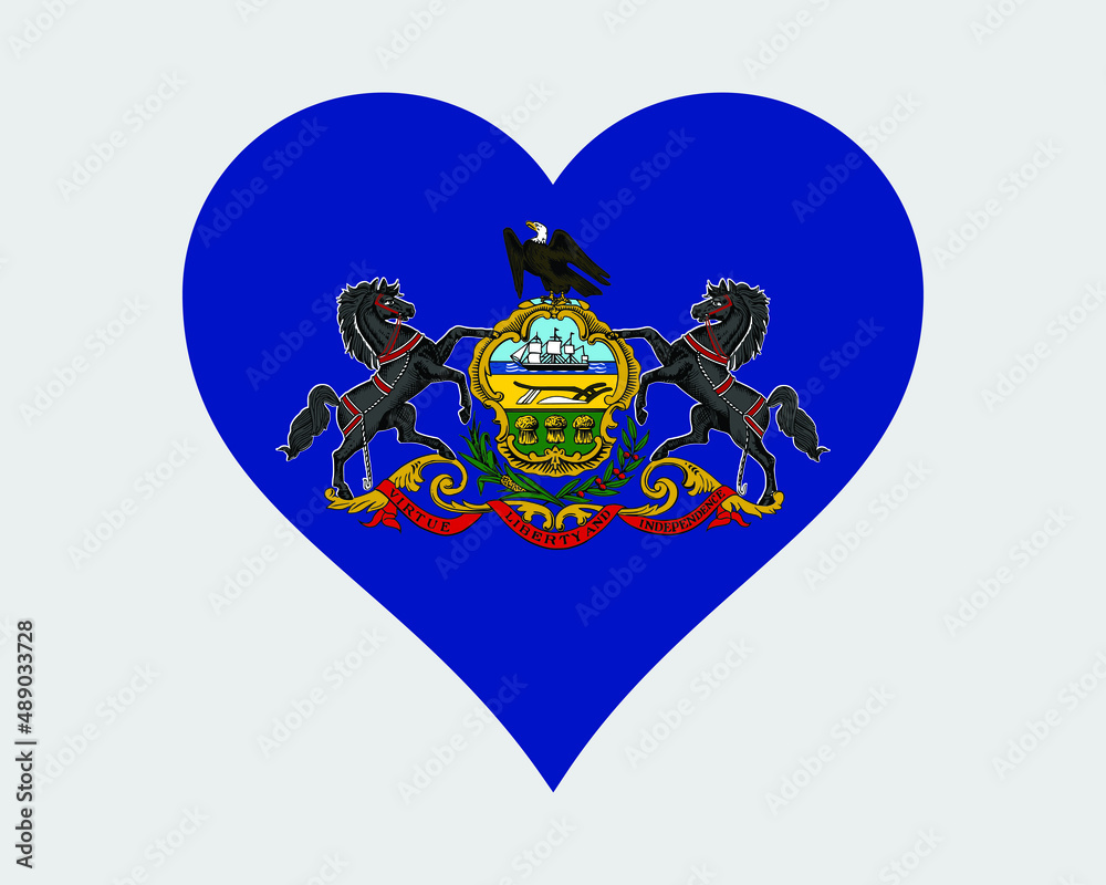 Pennsylvania USA Heart Flag. PA US Love Shape State Flag. Keystone ...
