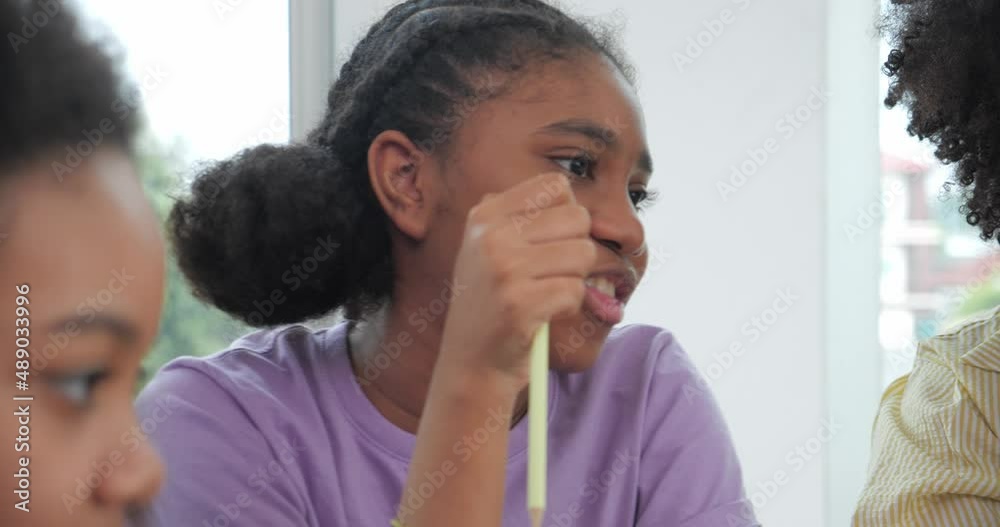 African black children students learning discuss and express in the ...