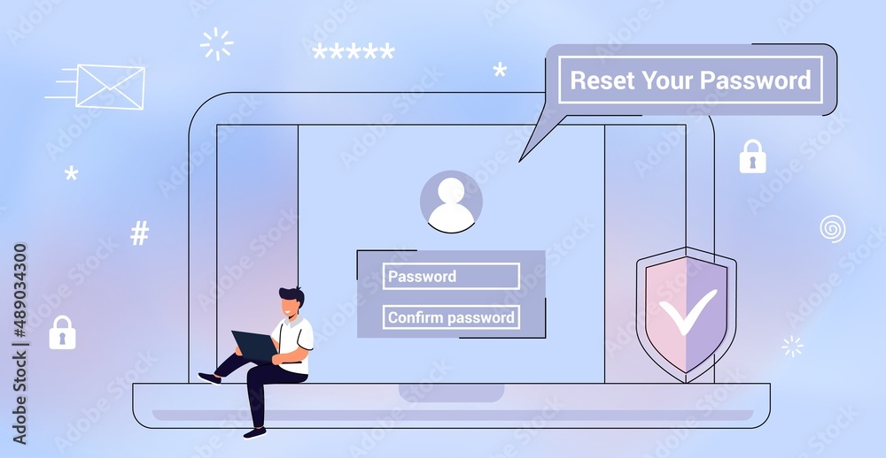 Reset password Concept of forgotten password, account access, blocked ...