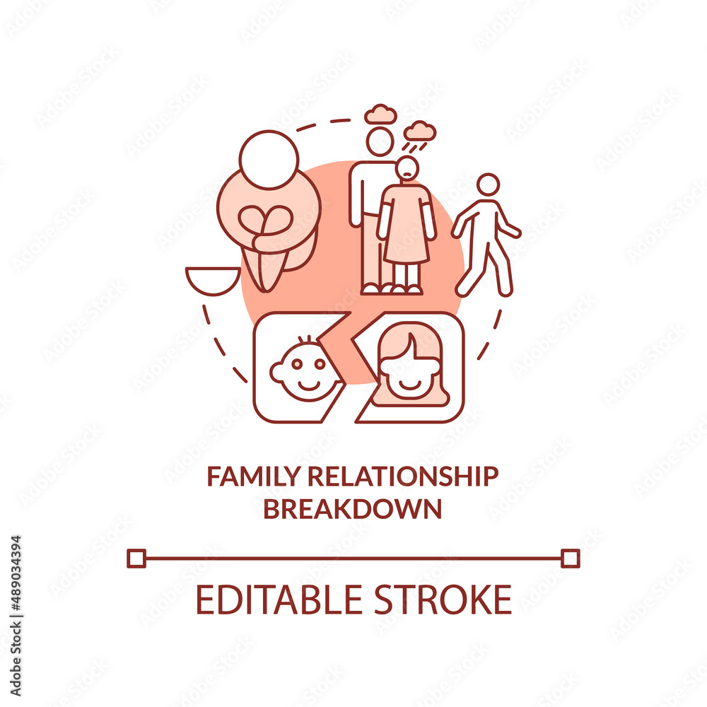 Family relationship breakdown terracotta concept icon. Family ...
