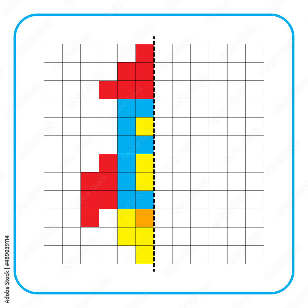 Picture reflection educational game for children. Learn to complete ...