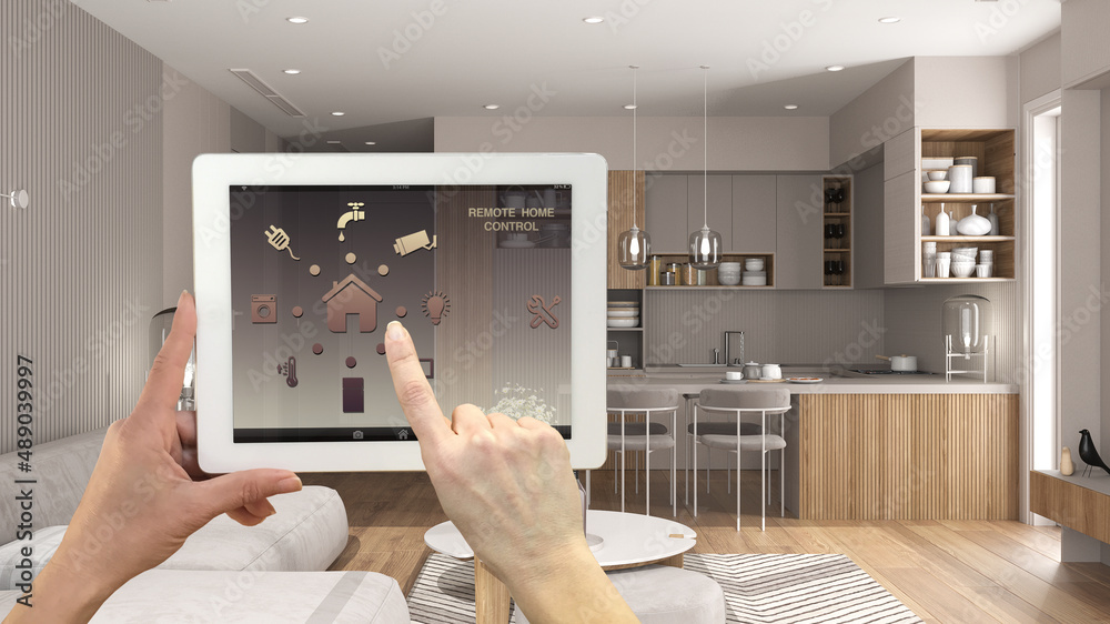 Smart remote home control system on a digital tablet. Device with app ...