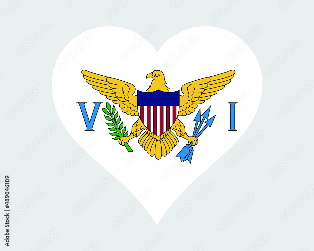 United States Virgin Islands Heart Flag. US Virgin Island Love Shape ...