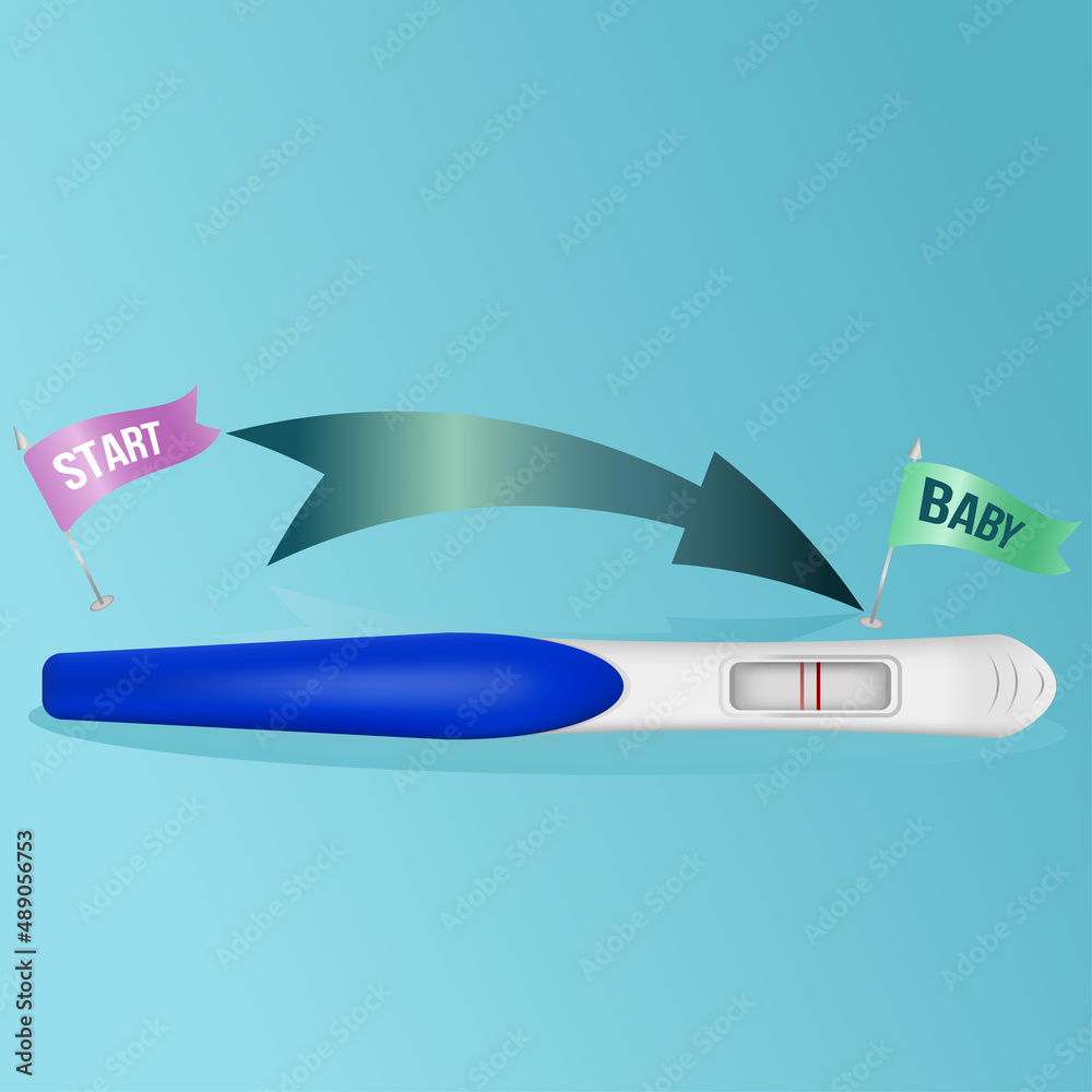 Positive pregnant test. Design with start, and finish goal flags ...
