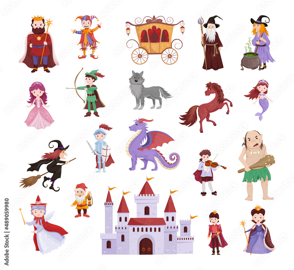 Poster Collection of fairy tale characters isolated on white background ...