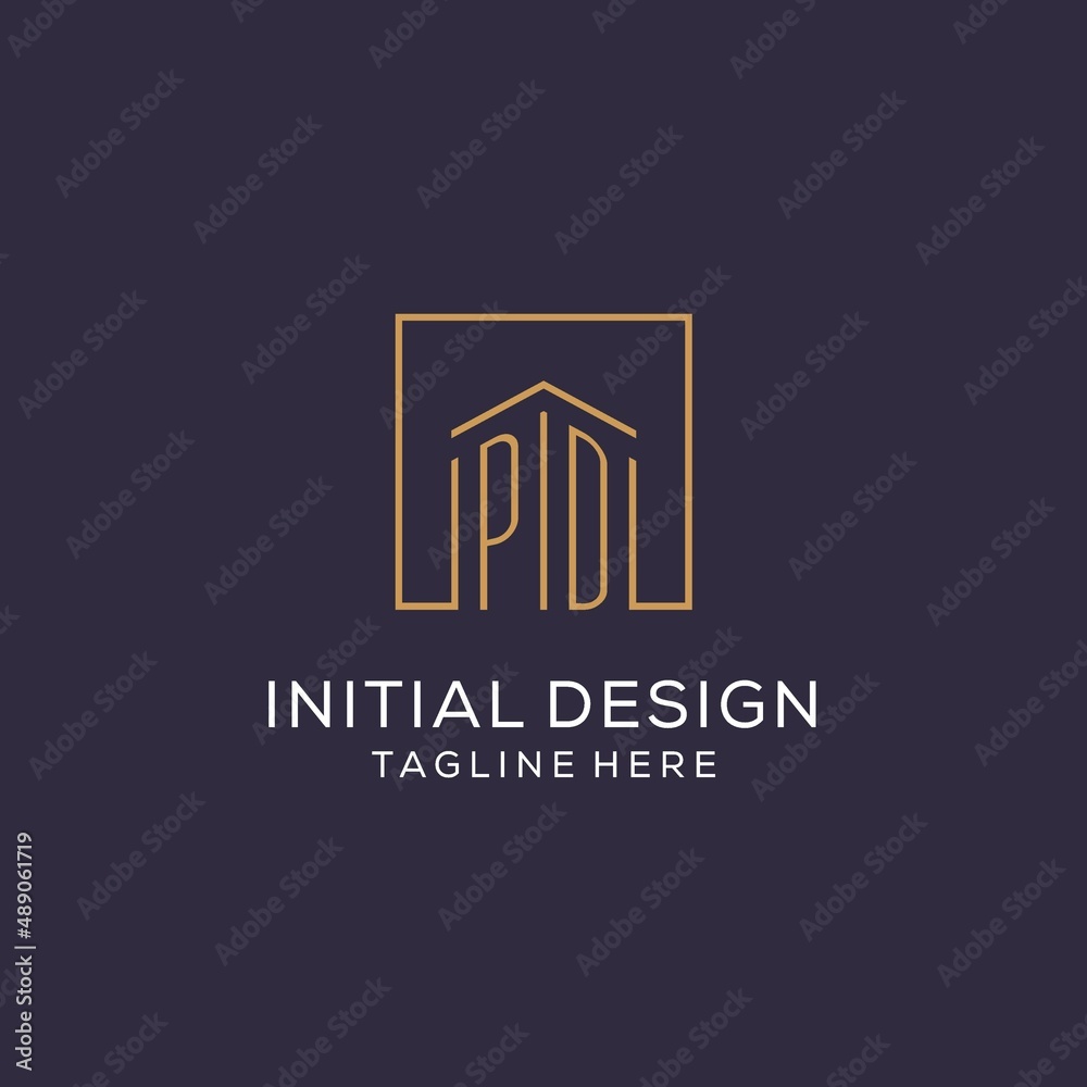 Initial PD logo with square lines, luxury and elegant real estate logo ...