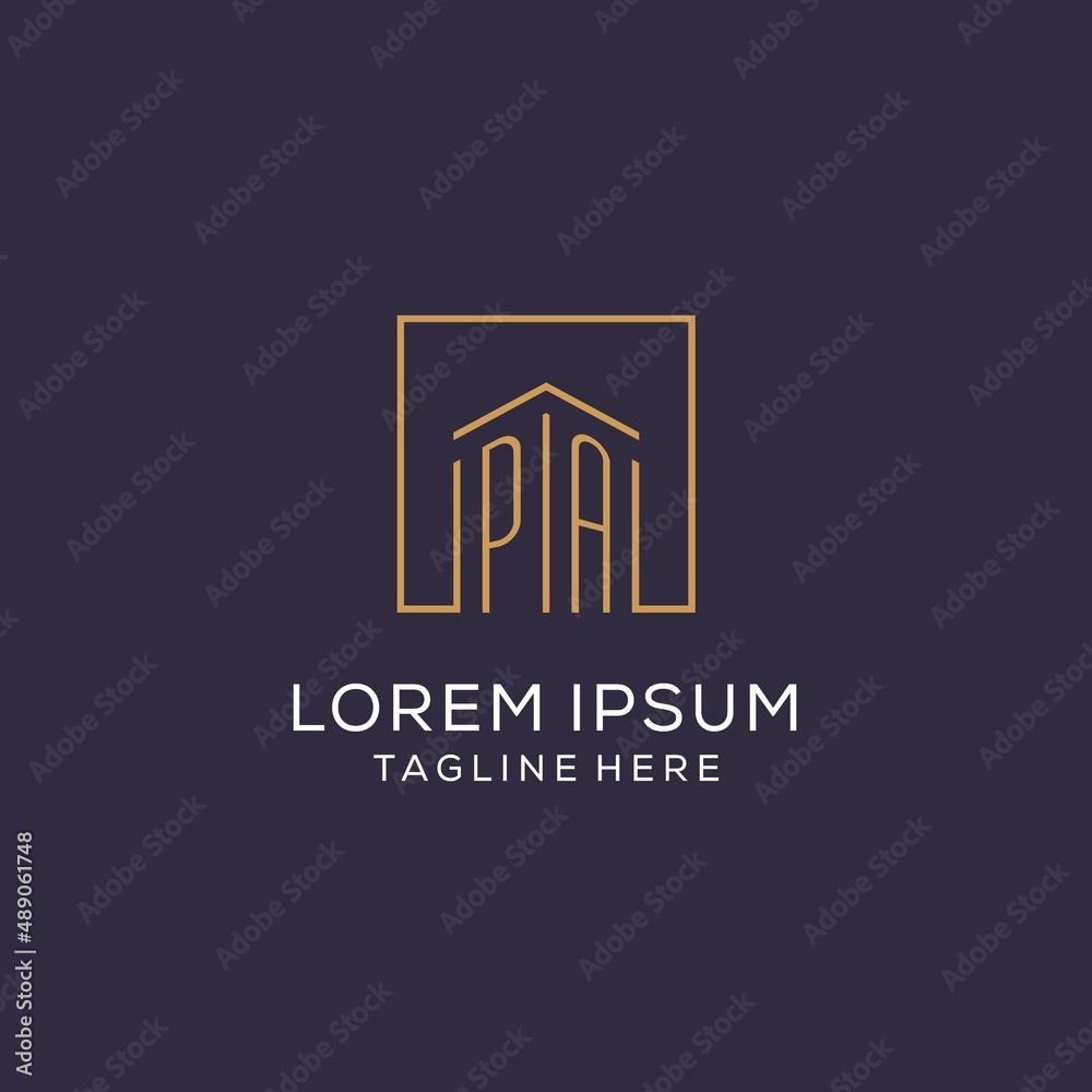 Initial PA logo with square lines, luxury and elegant real estate logo ...