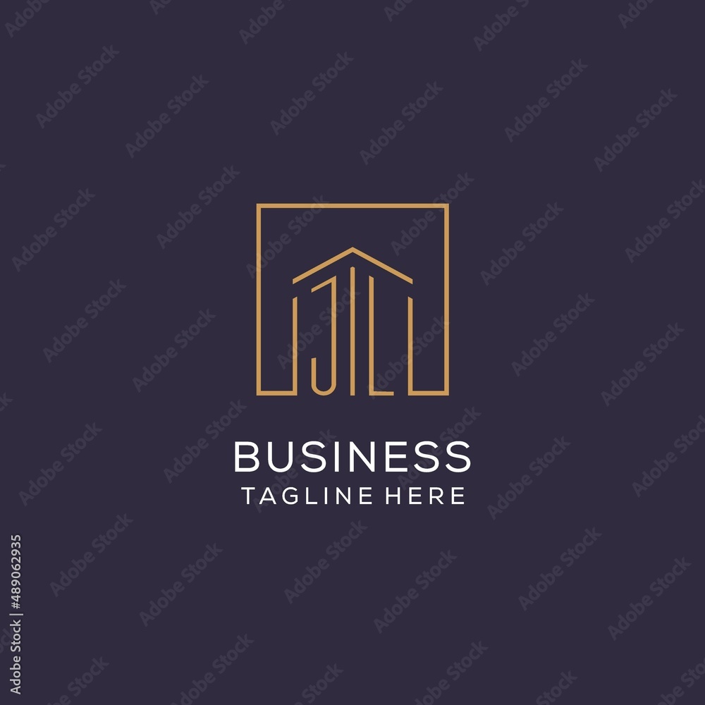 Initial JL logo with square lines, luxury and elegant real estate logo ...