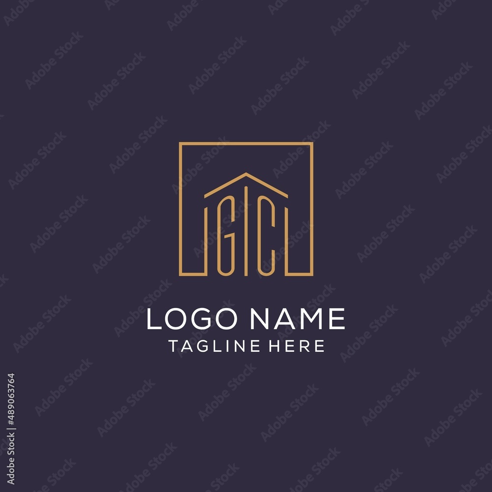Initial GC logo with square lines, luxury and elegant real estate logo ...