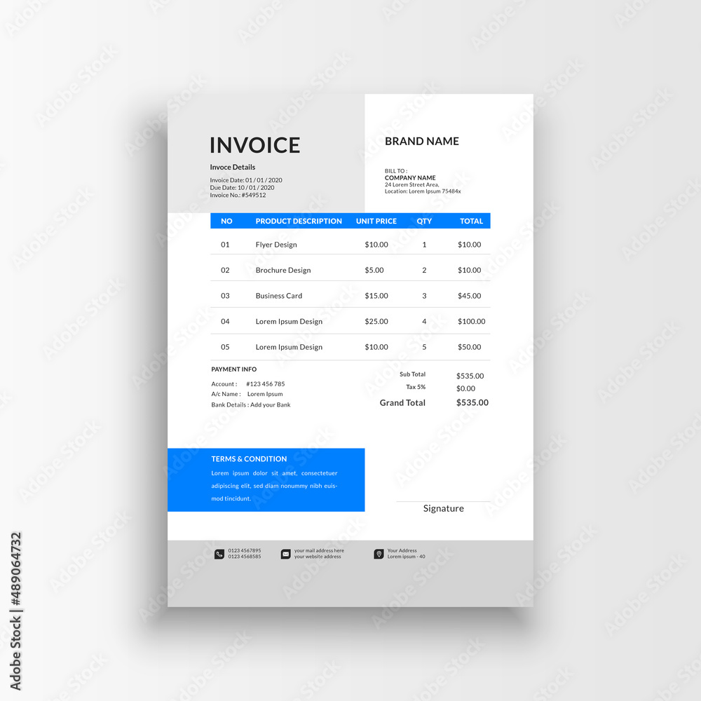 Fototapeta mapa świata dla dzieci Minimal business invoice template ...