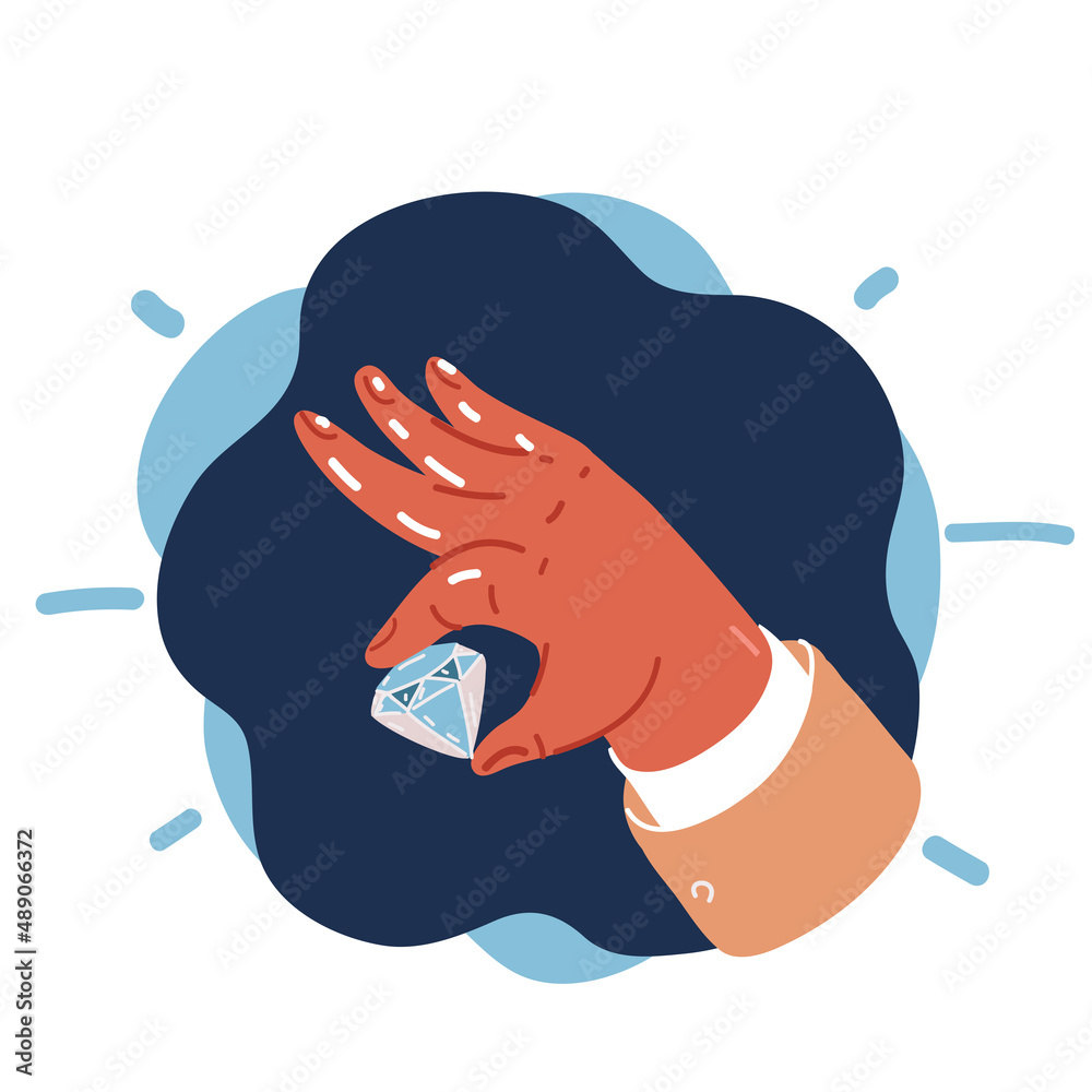 Cartoon Vector Illustration Of Hand Holds Diamond Stock Vector Adobe Stock