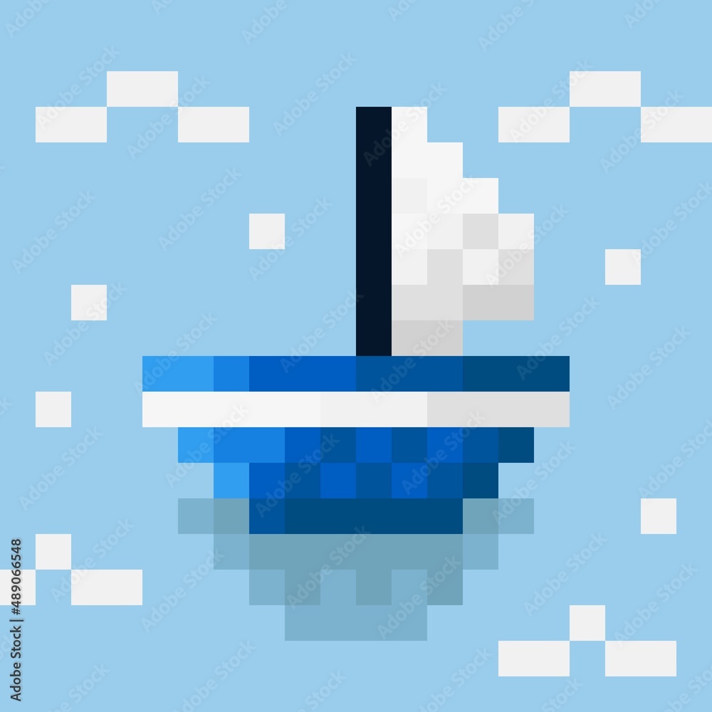 Boat pixel art. Ship pixel art. Vector illustration. Stock Vector ...