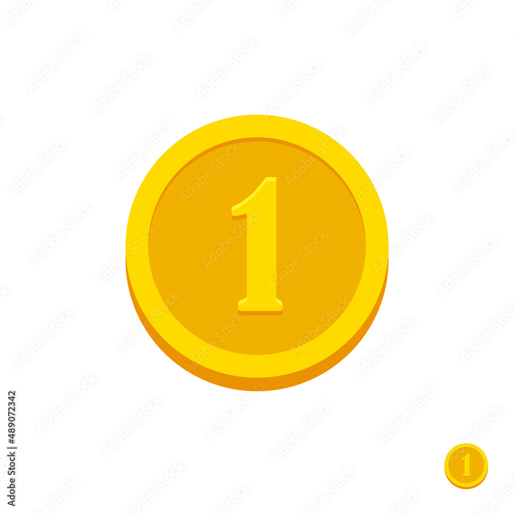 First place. Second place. Third place. Golden medal. Coin icon. Vector ...