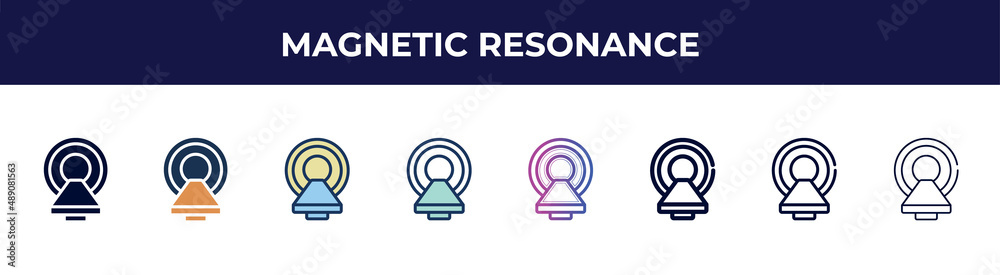 magnetic resonance icon in 8 styles. line, filled, glyph, thin outline ...