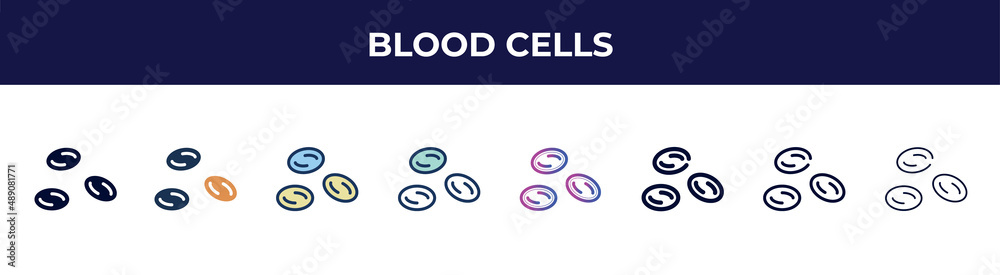 blood cells icon in 8 styles. line, filled, glyph, thin outline ...