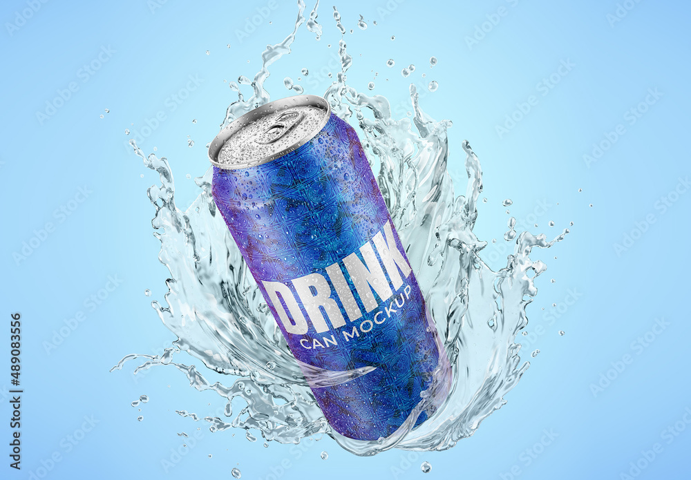 Can Mockup with Splash Stock Template | Adobe Stock