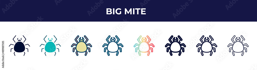 big mite icon in 8 styles. line, filled, glyph, thin outline, colorful, stroke and gradient ...