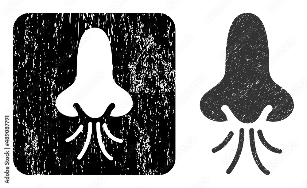 Vector nose snuff stencil icon. Grunge nose snuff stamp, done from icon ...