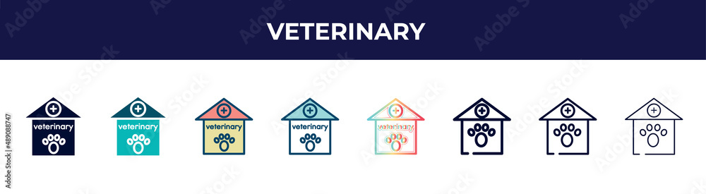 veterinary icon in 8 styles. line, filled, glyph, thin outline ...