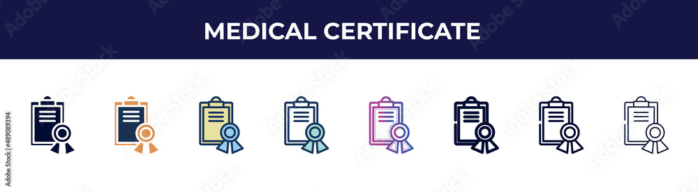 medical certificate icon in 8 styles. line, filled, glyph, thin outline ...
