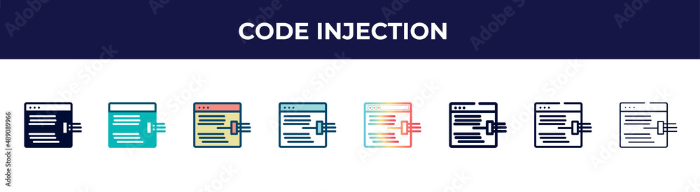 Code Injection Icon In 8 Styles Line Filled Glyph Thin Outline
