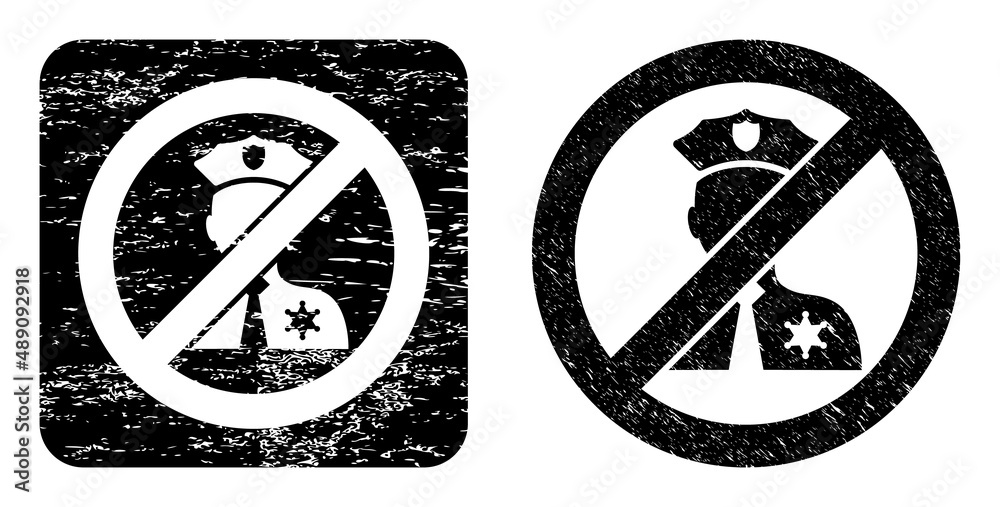 Vector no entry police stencil icon. Grunge no entry police seal stamp ...
