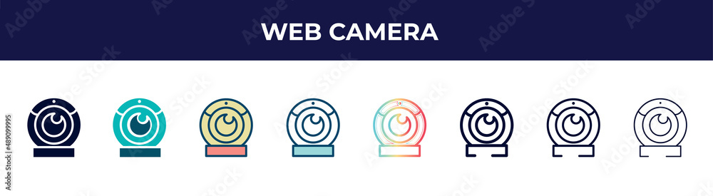 web camera icon in 8 styles. line, filled, glyph, thin outline ...
