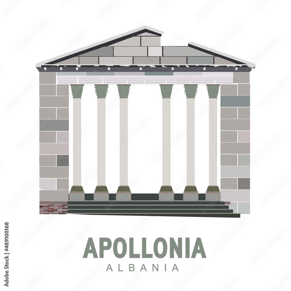 Albania apollonia Illyria old city ruins, vector temple Monument of ...