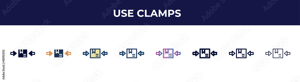 use clamps icon in 8 styles. line, filled, glyph, thin outline ...