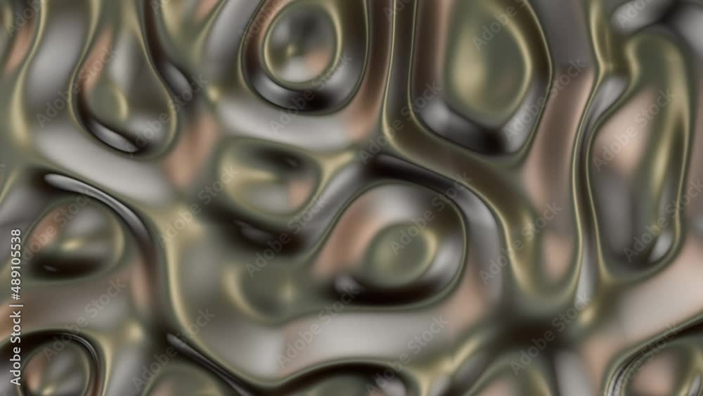 Wavy liquid bronze backdrop. Seamless loop. Liquid surface. 3D ...