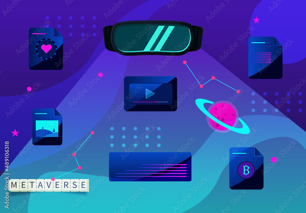 Illustration of metaverse digital world. come to the amazing world of ...