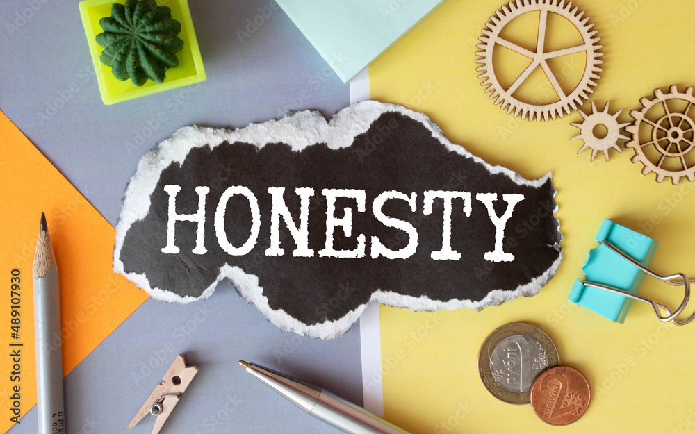 Honesty symbol. The concept word Honesty on wooden circles. Beautiful ...