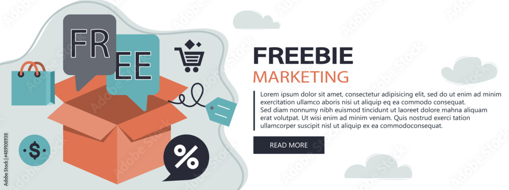 Freebie marketing concept. Flat vector illustration. Website banner ...