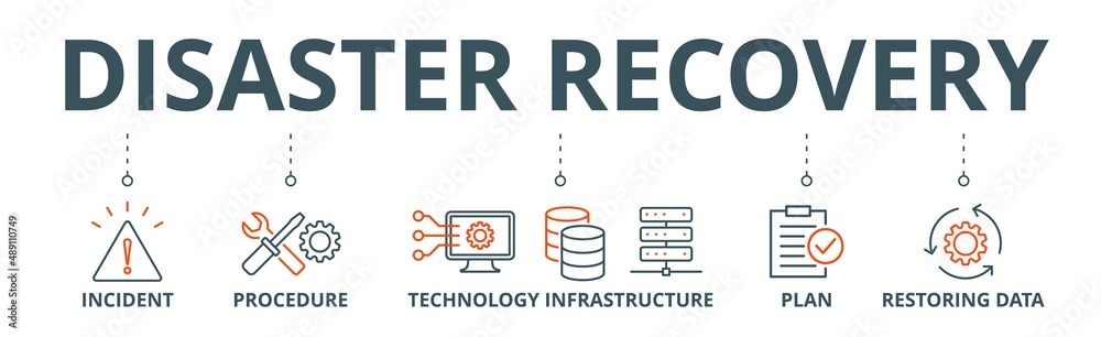 Disaster recovery banner web icon vector illustration concept for ...